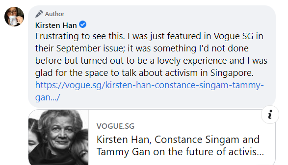 Activist Kirsten Han Frustrated that Vogue Magazine Got Warning From ...